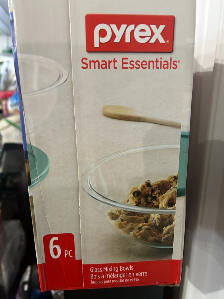 NEW genuine Pyrex Smart Essentials 6-Piece Glass Mixing Bowl Sets ...