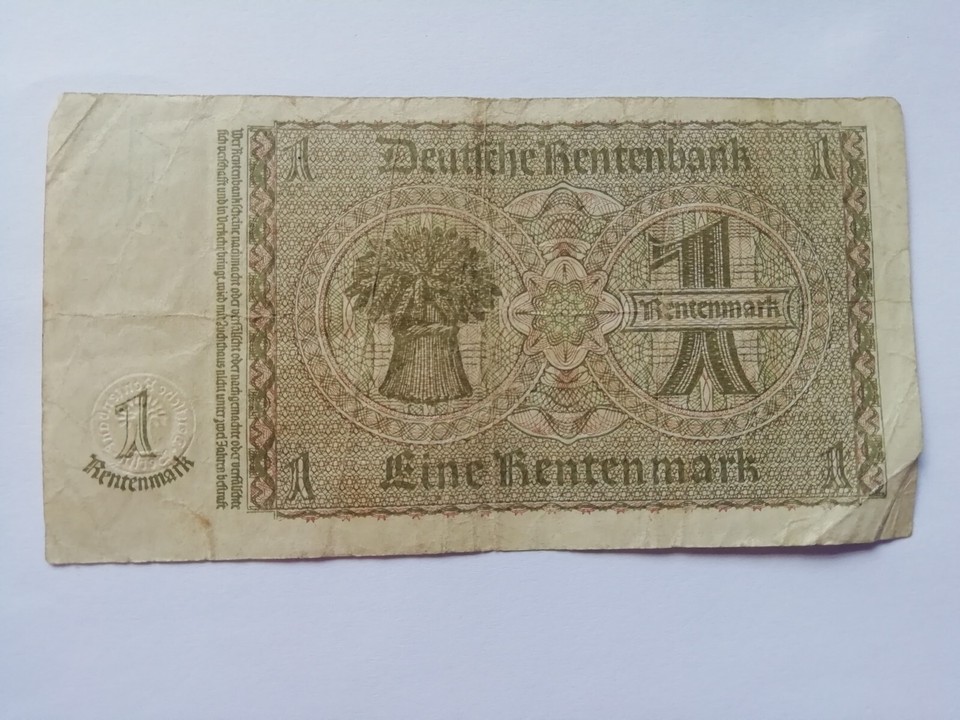 1937 GERMANY 1 OLD GERMAN MARK BANK NOTE DEUTSCHLAND REICHS BANKNOTE ...
