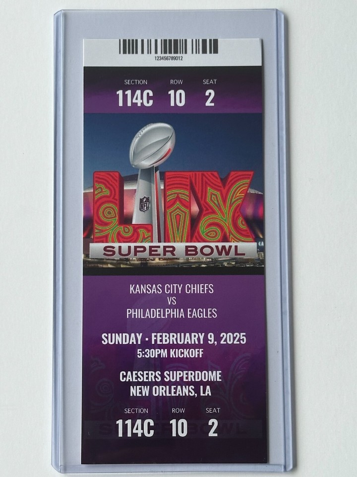 2025 SUPER BOWL LIX 59 NFL Replica Ticket New Orleans PHILLY EAGLES vs ...