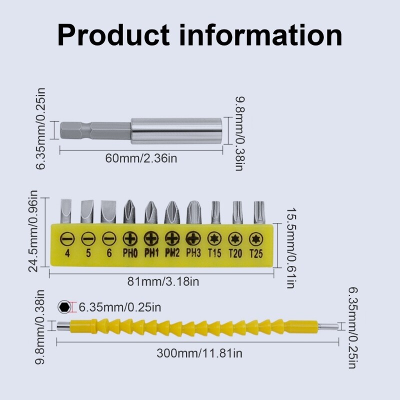 Snake Drill Bit Extension Hexagonal Shank Screwdriver Connectors ...