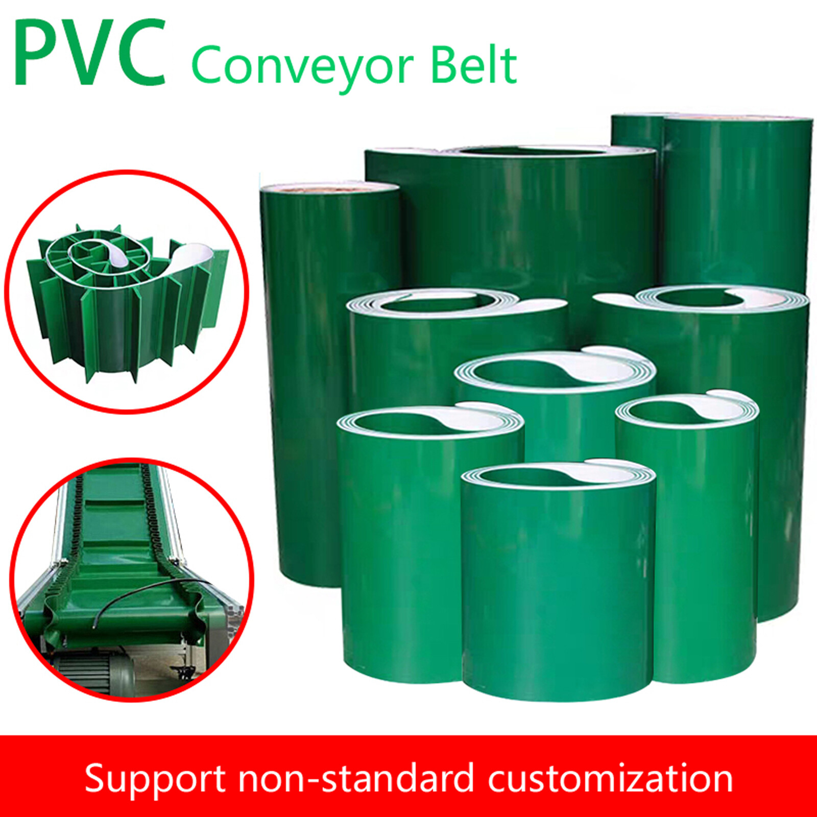 PVC Drive Belts Conveyor Belt Thickness 1 2 3-5mm Customized Width and ...