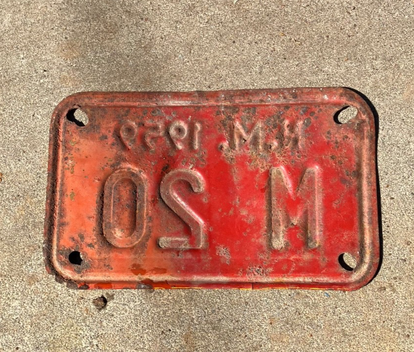 From estate-Vintage/used 1959 New Mexico motorcycle license plate-low ...