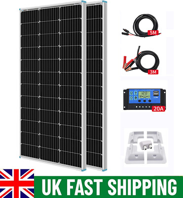 100W 200W 180W 12V Solar Panel Kit with Mounting Brackets Caravan RV ...