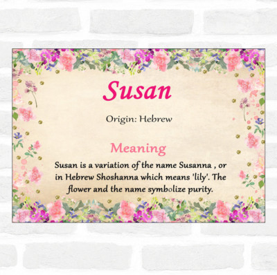 Susan Name Meaning Floral Certificate | eBay