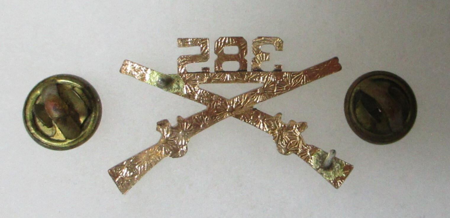 Single WW2 Vintage US ARMY 385th INFANTRY REGIMENT OFFICER Collar PIN ...
