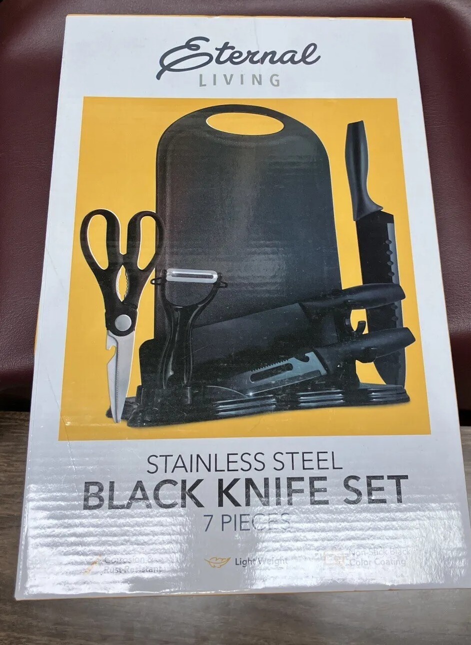 Eternal living stainless steel black knife set seven pieces | eBay
