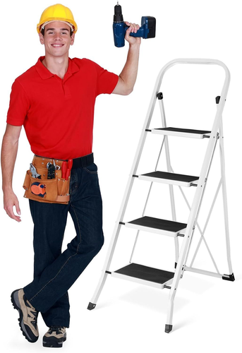 Delxo 4 Step Ladder Folding Stool, Heavy-Duty 4 step ladder, White | eBay