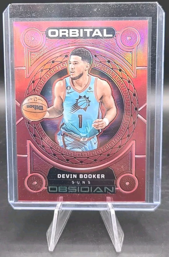 Devin Booker 2022 Obsidian #13 Orbital - Electric Etch Red Flood Price ...