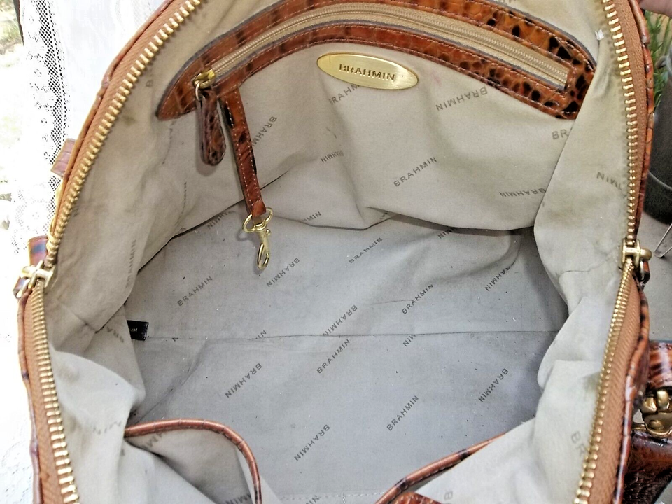 BRAHMIN TYLER SATCHEL / CROSSBODY BAG in LEOPARD & CALF HAIR PECAN ...