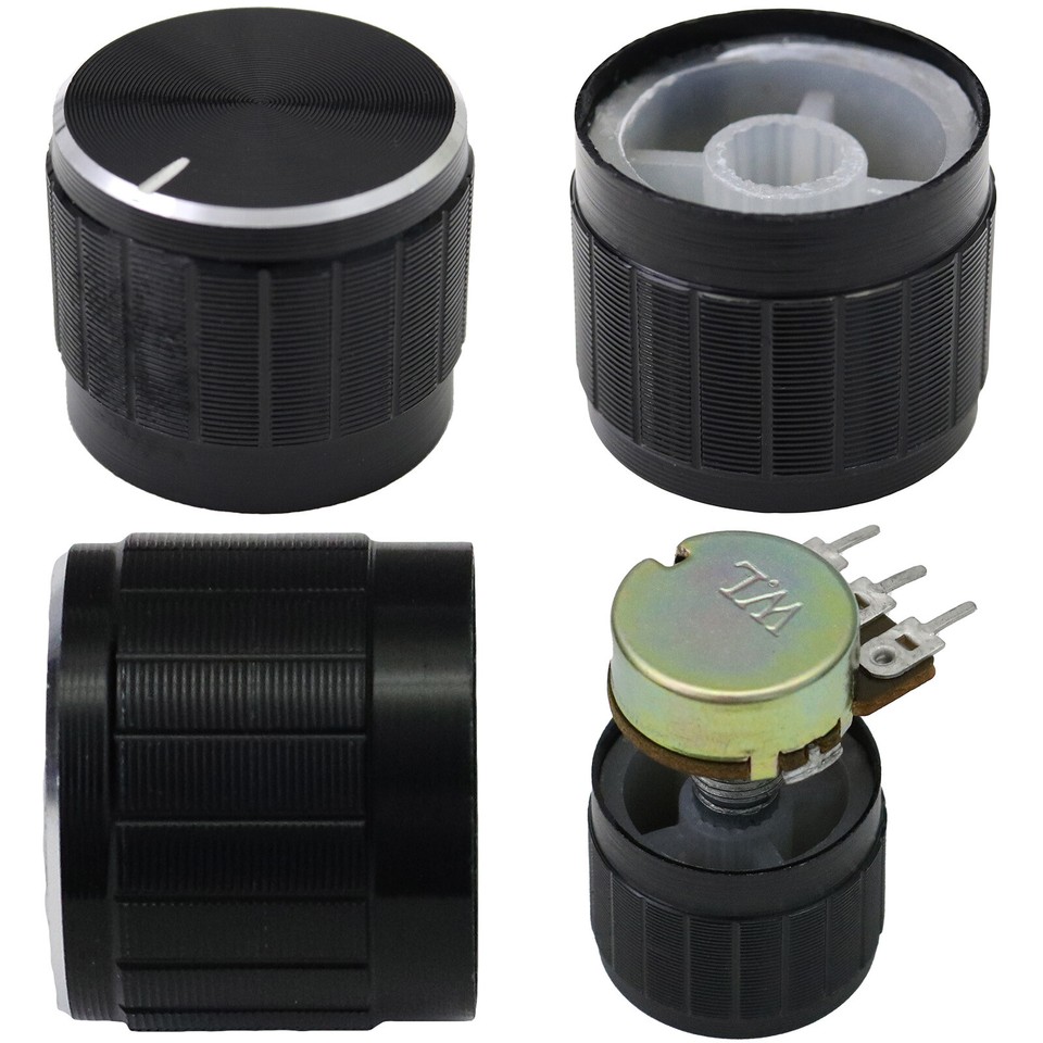 7 Sizes Aluminium Metal Volume Knobs - 6mm Splined Shaft Control Knob ...