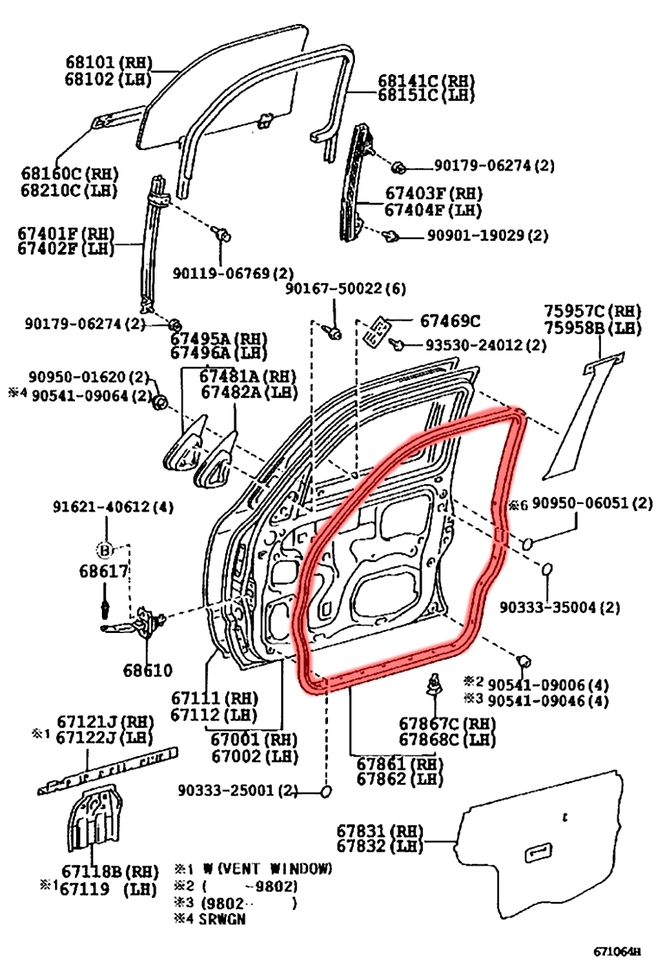 97-05 Genuine TOYOTA Hilux 4D LN147 LN167 RZN149 front door ...