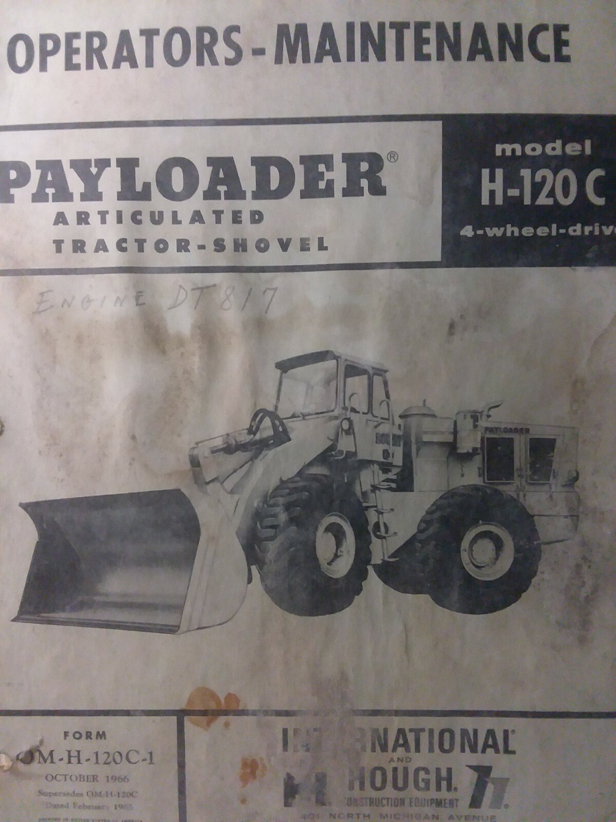 IH Hough Payloader H-120 C 4WD Articulated Tractor Loader Shovel Owners ...