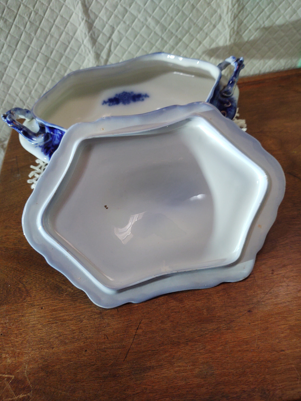 Flow Blue/Gold Accents Covered Vegetable Dish--Johnson Brothers/Florida ...