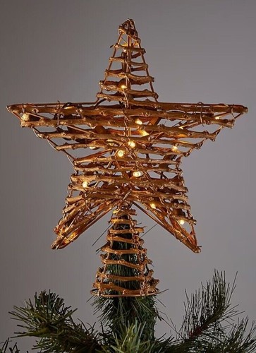GE 11”WOODLAND STAR CHRISTMAS TREE TOPPER 10 LED BROWN/ WHITE GRAPEVINE NEW | eBay