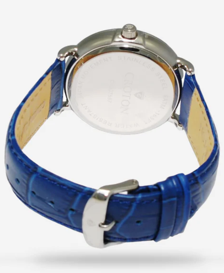 MEN STAINLESS STEEL QUARTZ WATCH WITH BLUE GOLDSTONE GLASS DIAL ...