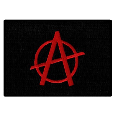 ANARCHY FLAG PATCH embroidered iron-on RED A PROTEST Anarchist PUNK ...