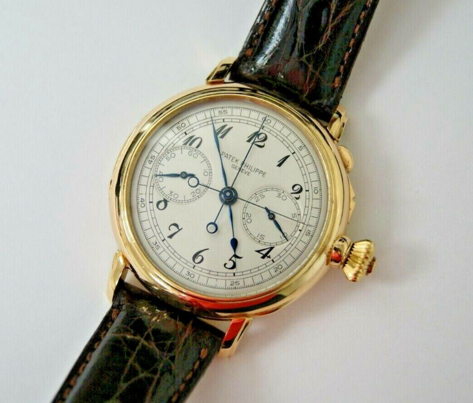 PATEK PHILIPPE ANTIQUE SPLIT SECOND CHRONOGRAPH 18K GOLD 44 MM TRIPLE ...