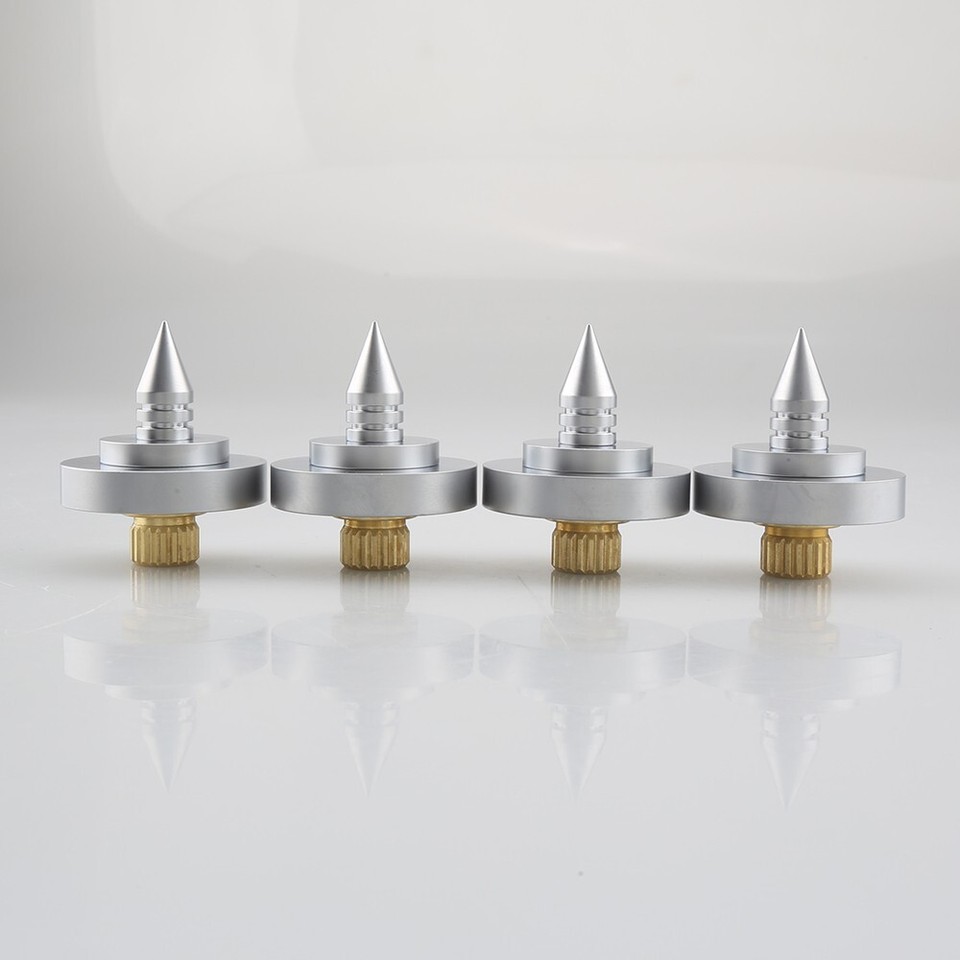 4PCS Silver Speaker Spike Isolation Feet Brass Cone Turntable Amplifier ...