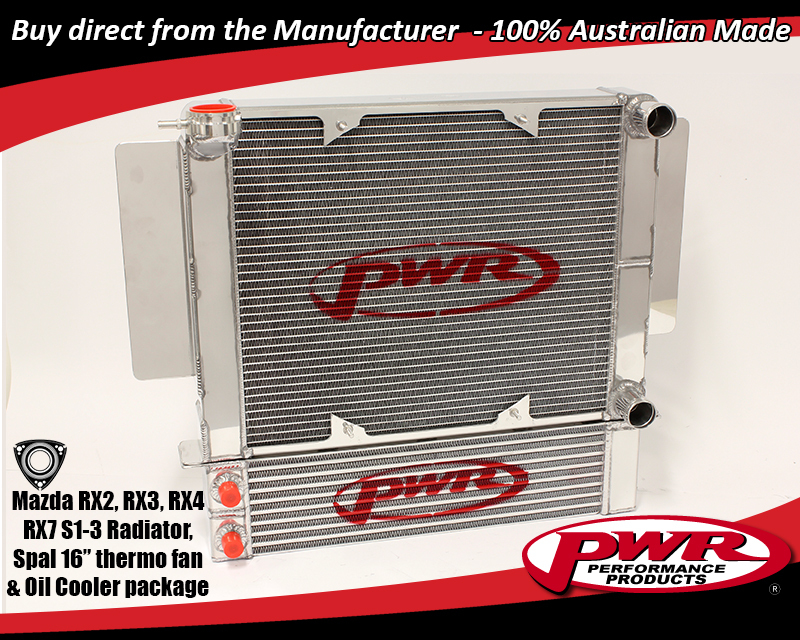 PWR ALUMINIUM RADIATOR & OIL COOLER PACKAGE MAZDA RX2 RX3 RX4 RX7 WITH ...