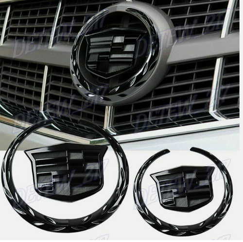 X2 Black Cadillac Front Grille Rear Trunk Lid Badge Emblem Escalade SRX ...