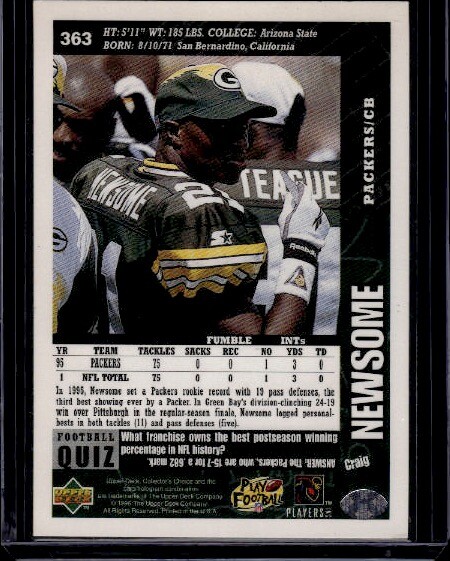 1996 Collector's Choice #363 Autographed Craig Newsome Trading Card | eBay