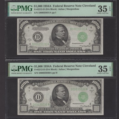 1934A 1000 cleveland pair pmg35 epq | eBay
