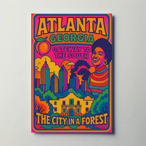 Atlanta Retro Cityscape Cultural or Heritage Poster | eBay