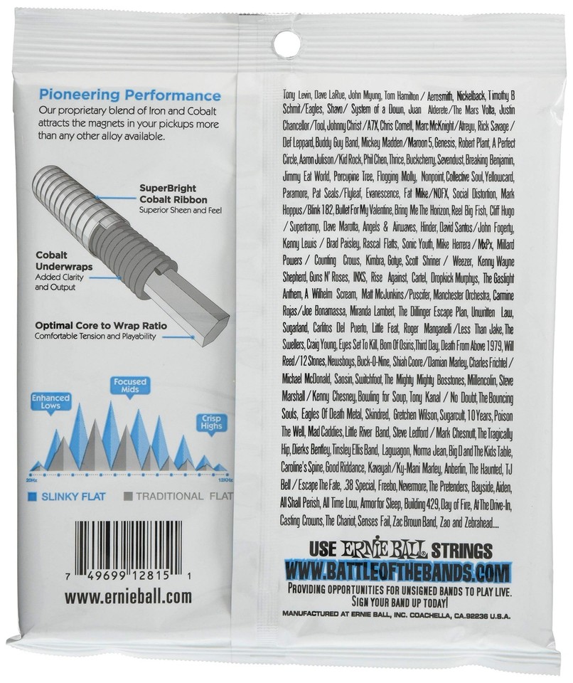 Ernie Ball Extra Slinky Flatwound Bass Guitar Strings, Extra, (40-95 ...