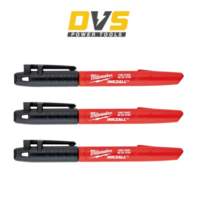 Milwaukee 48223100 Jobsite Pack Of 3 Black Inkzall Fine Point Marker ...