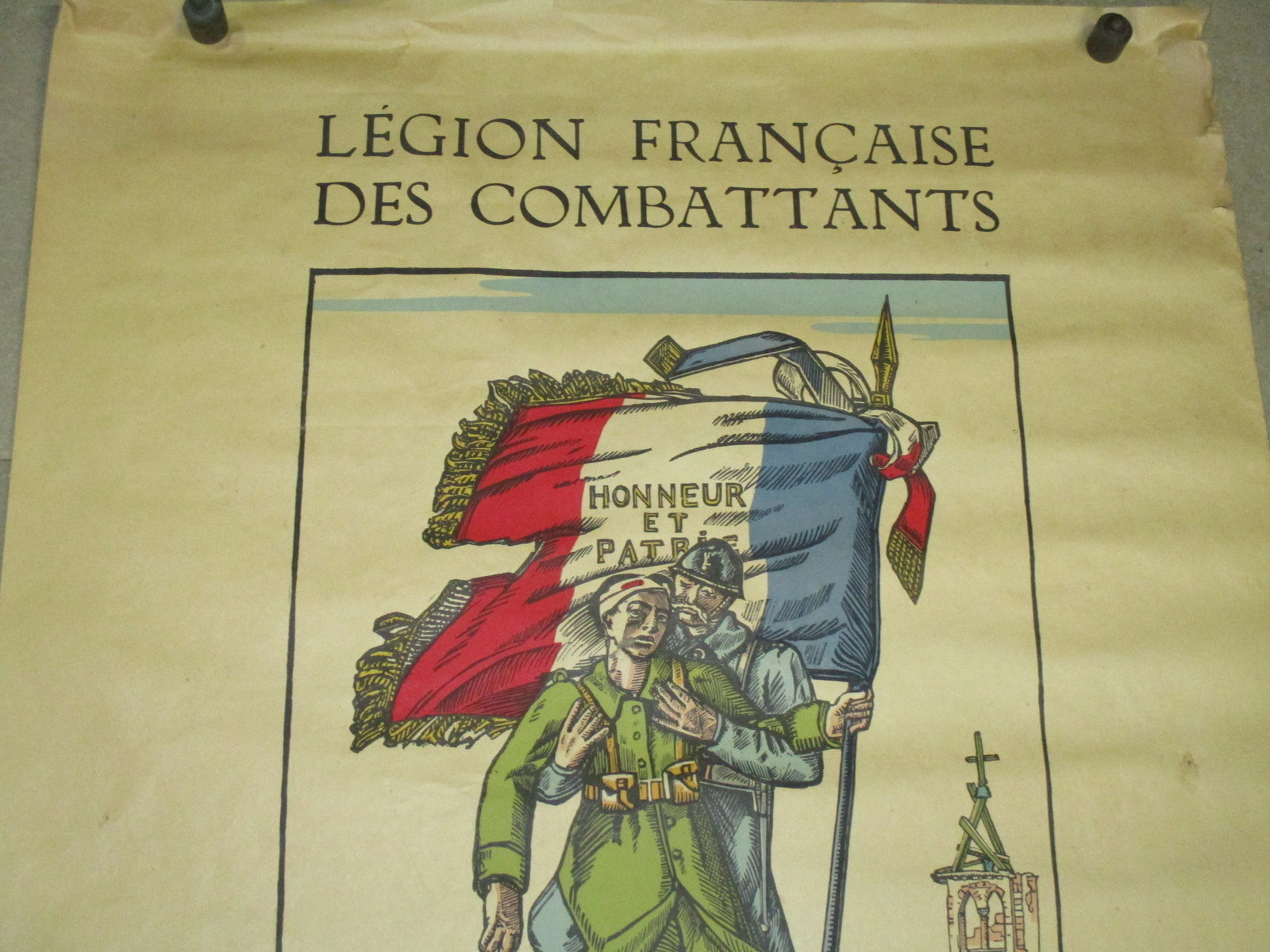 Affiche Litho .Politique Pétain ,1941, Legion Francaise des Combattants ...