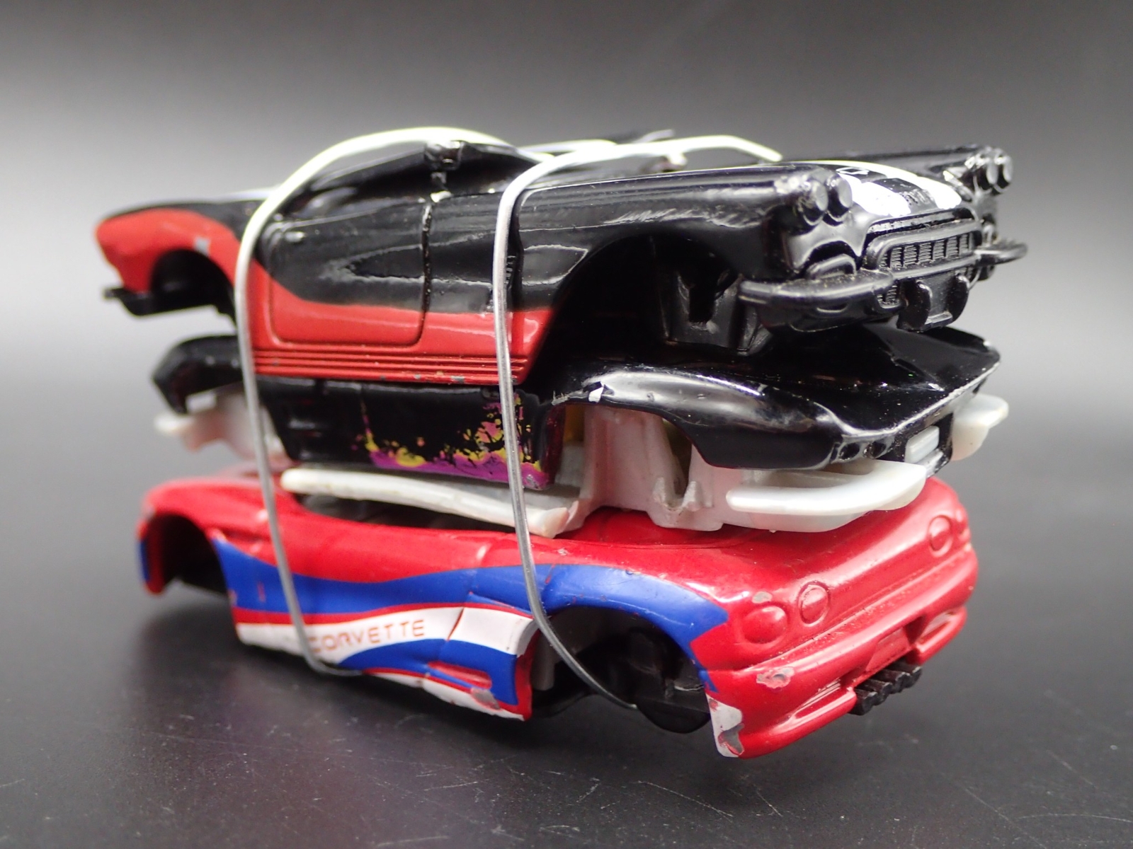 CHEVY CORVETTE CARS CRUSHED ON A FLATBED TRAILER 1:64 SCALE DIECAST ...