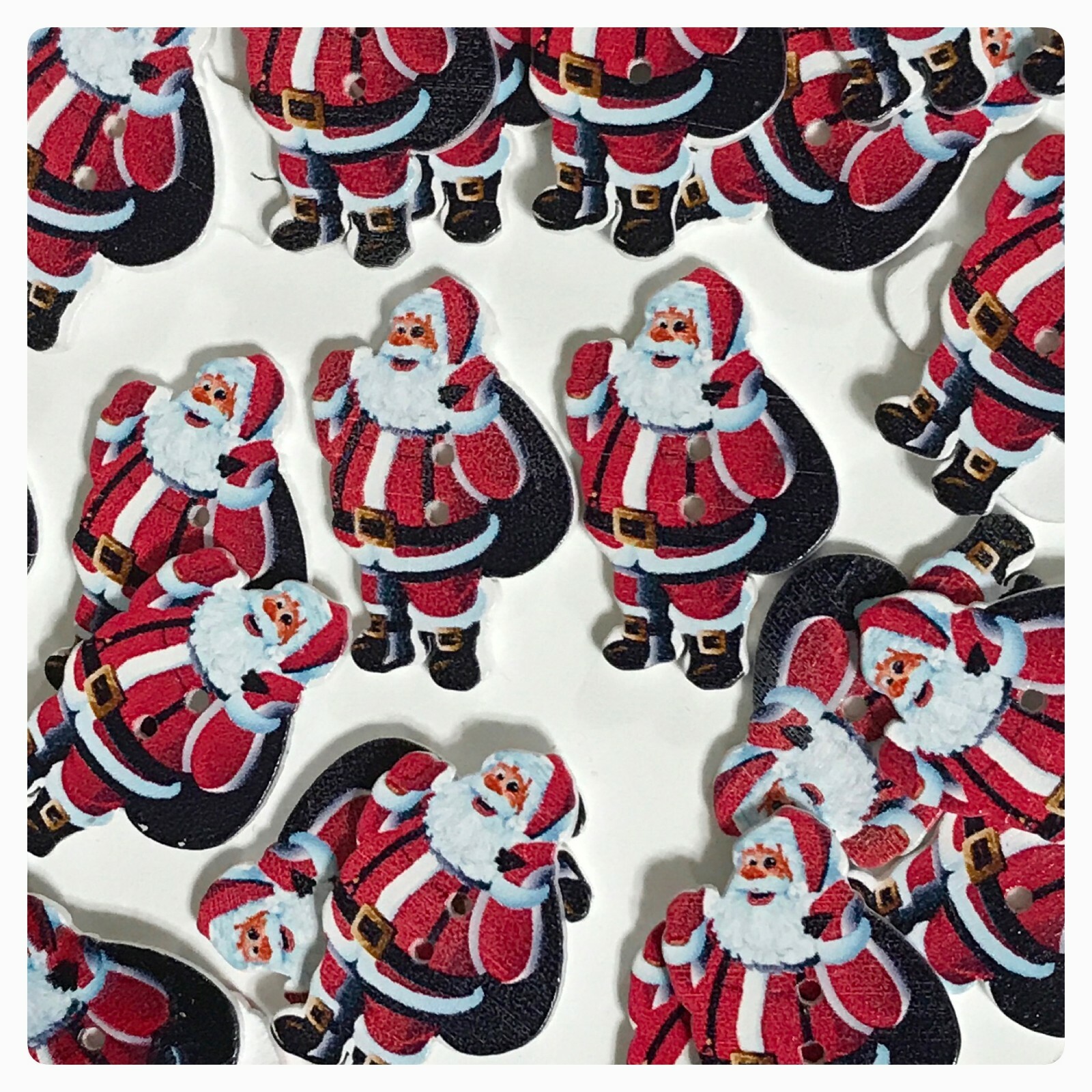 8, 16 or 32 Santa buttons wood button craft scrapbook Santa Christmas ...