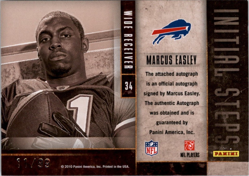 2010 Limited Initial Steps Autographs #34 Marcus Easley Auto /99 - NM ...