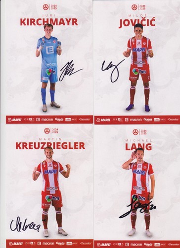 40x GAK Grazer AK 2024/25 original signierte Satzkarten 24/25 + Fotos ...