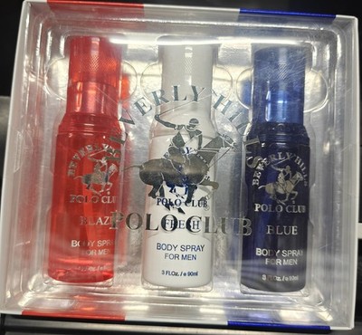Beverly Hills Polo Club Mens 3 Piece Set Body Spray Mist Blaze Fresh ...