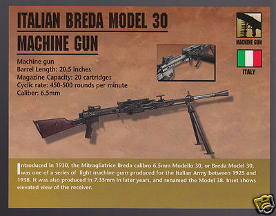 ITALIAN BREDA MODEL 30 MACHINE GUN 6.5mm Italy Classic Firearm PHOTO ...