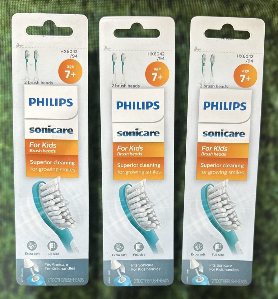 (3)Philips Sonicare For Kids (2-pack of Toothbrush Heads Soft Compact ...