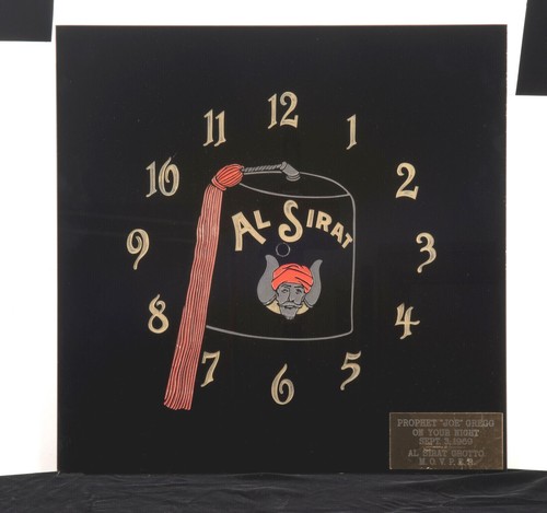 Al Sirat Grotto MOVPER Carved Engraved Glass Clock Face 16"x16" Vintage ...