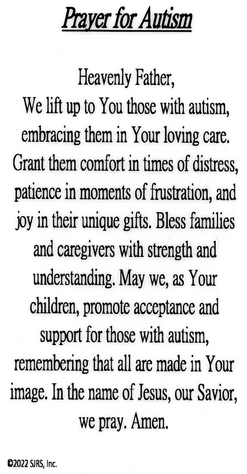 Prayer for Autism U- Laminated Holy Cards. QUANTITY 25 CARDS | eBay
