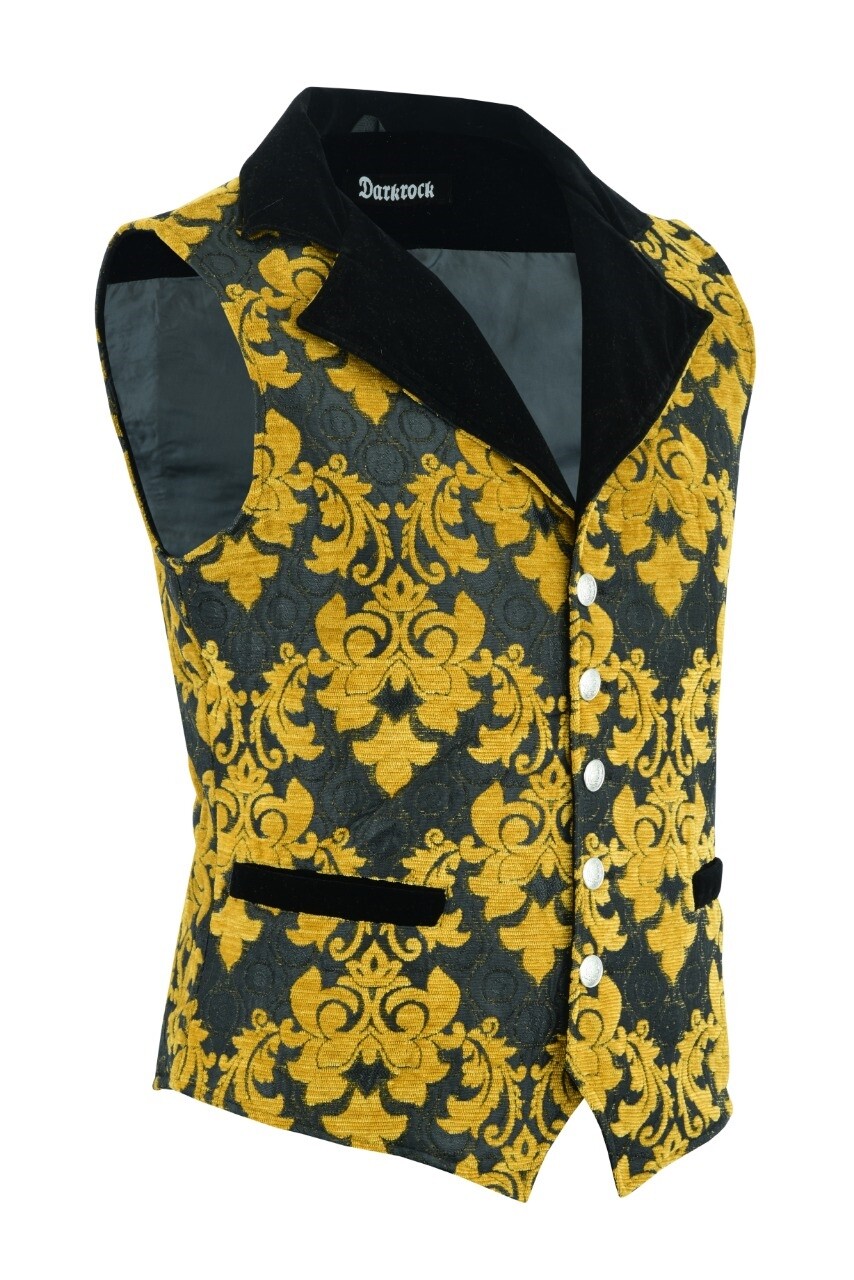 MEN'S MONARCH VEST BLACK & GOLD VICTORIAN SINGLE BREASTED WAISTCOAT ...