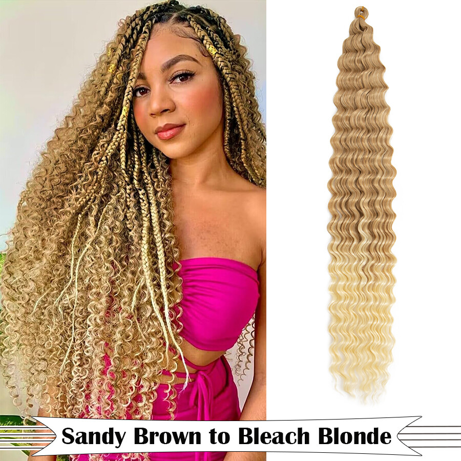 Ombre Wavy Water Wave Braids Afro Curly Crochet Braid Hair Extensions ...