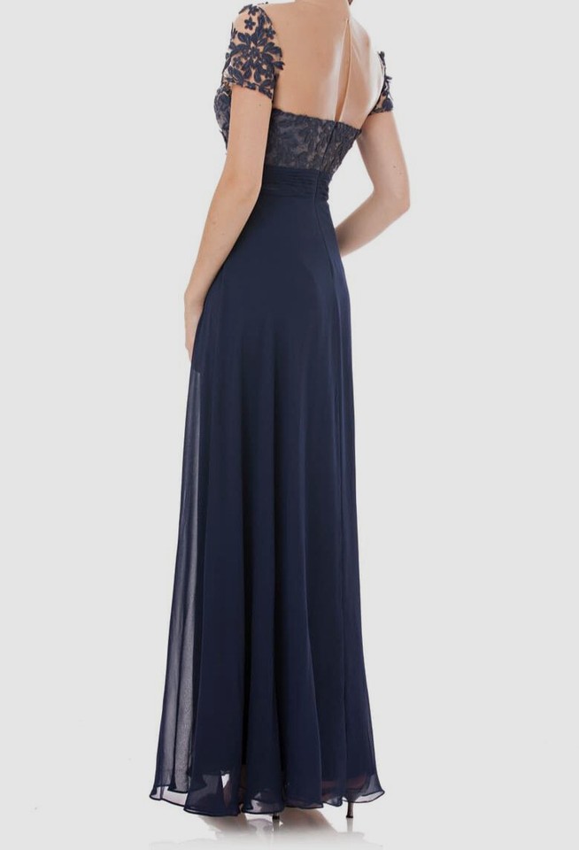 $527 JS Collections Womens Blue Embroidered Floral Boat-Neck Formal ...