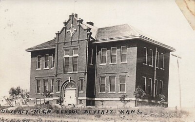Real Photo Postcard High School Building in Beverly, Kansas - used 1917 ...