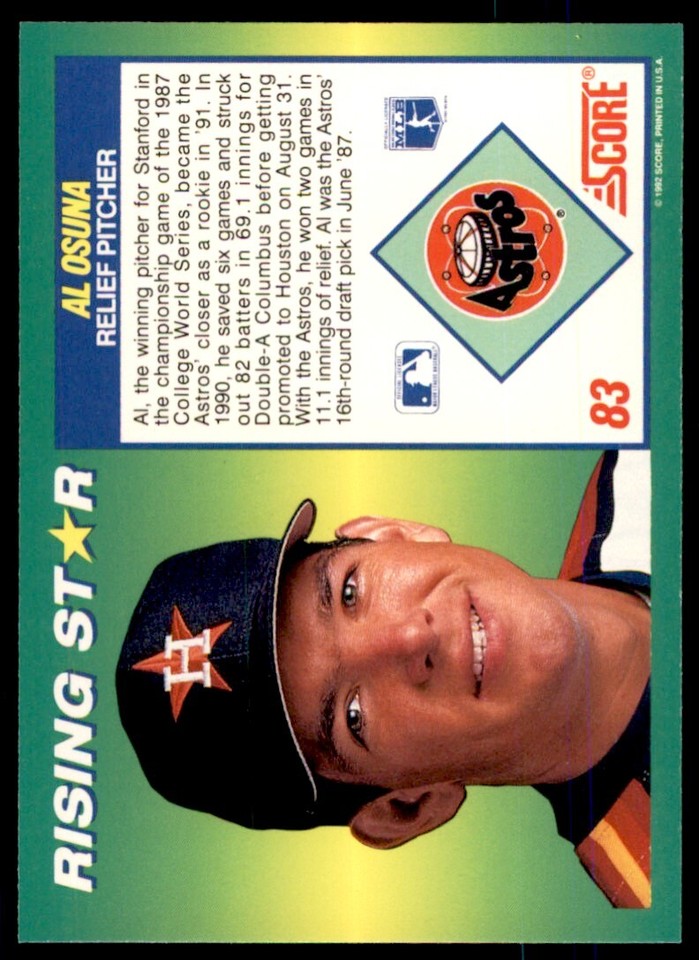 1992 Score 100 Rising Stars Al Osuna . Houston Astros #83 | eBay