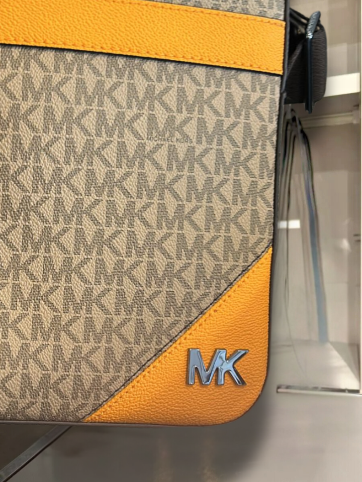 Michael Kors Cooper Men Color-Block MK Logo Crossbody Flight Bag Pop ...