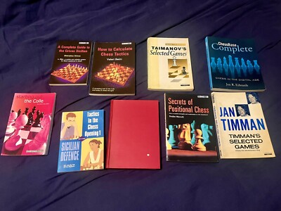 Chess Book Lot of 9 - Colle, Sicilian, Tactics, Taimanov, Chessbase ...