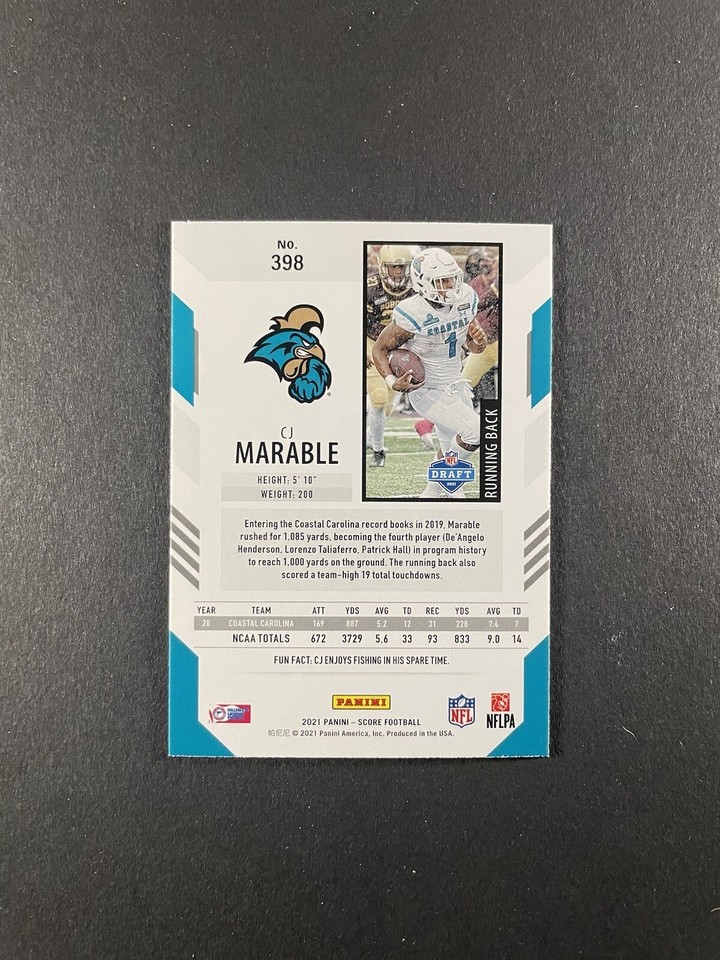 2021 Panini Score - CJ Marable Rookie Card No. 398 | eBay