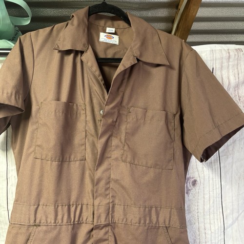 Vintage Dickies Brown Short Sleeve Workwear uniform Coveralls Jumpsuit ...