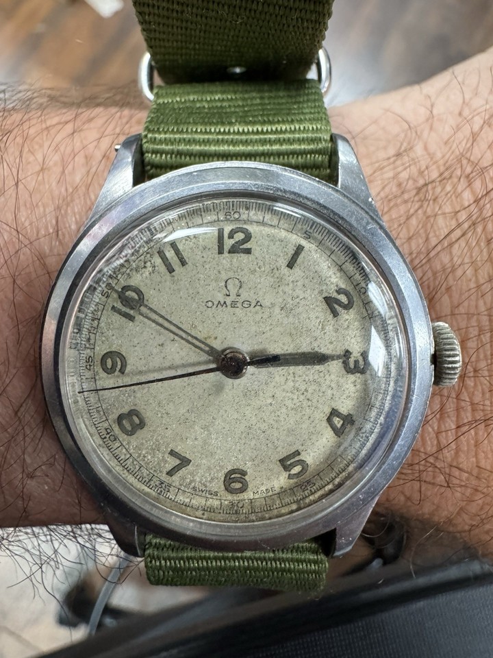 VINTAGE OMEGA 2179-4 MILITARY WWII CAL 30T2 SC STAINLESS STEEL SERVICE ...