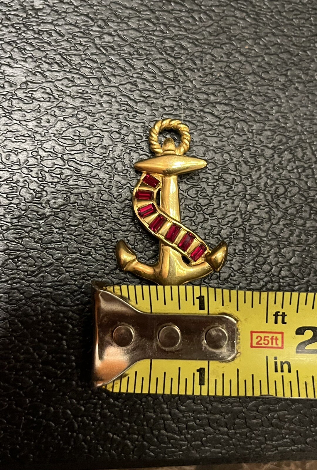 Swarovski Nautical Ship Anchor Brooch Red Ruby Baguet… - Gem